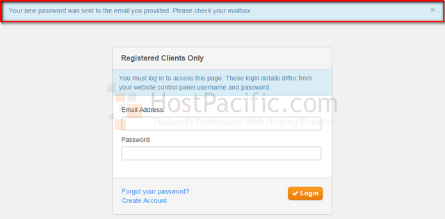 การ Reset Password ระบบ Client Area - HostPacific.com
